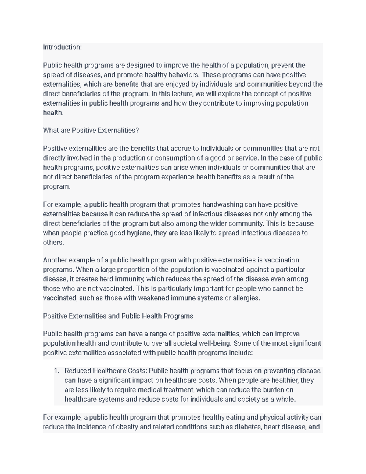 ECON1010 important lecture notes 49 - Introduction: Public health ...