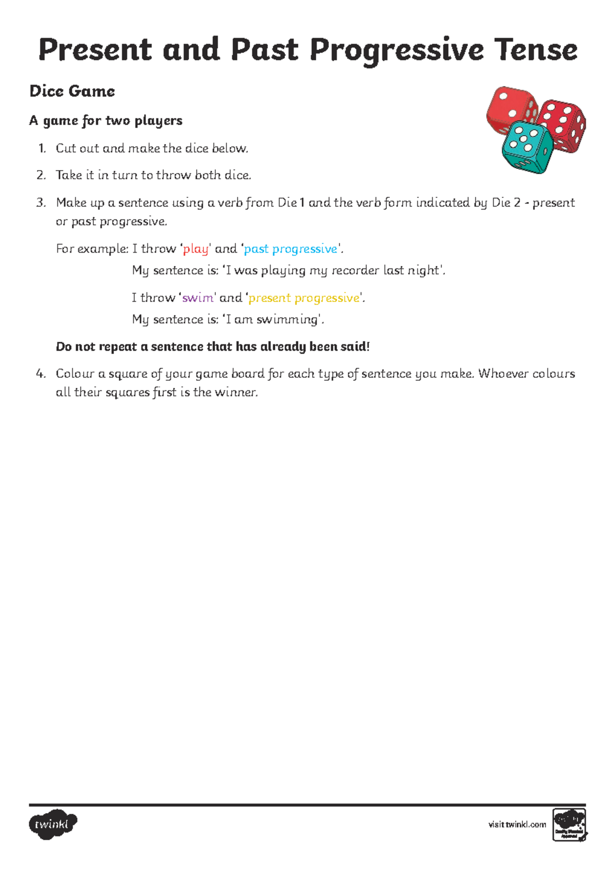 T2-E-1544-Present-and-Past-Progressive-Tense-Dice-Game ver 2 - Present ...