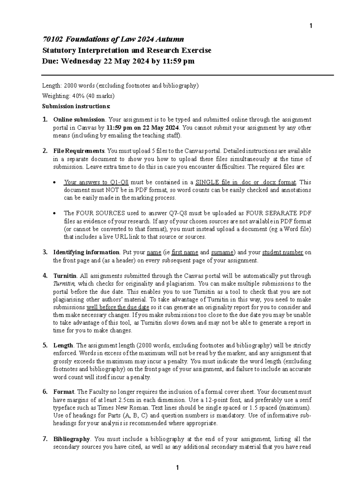 70102 2024A Statutory Interpretation Assignment ( Final) - 70102 ...