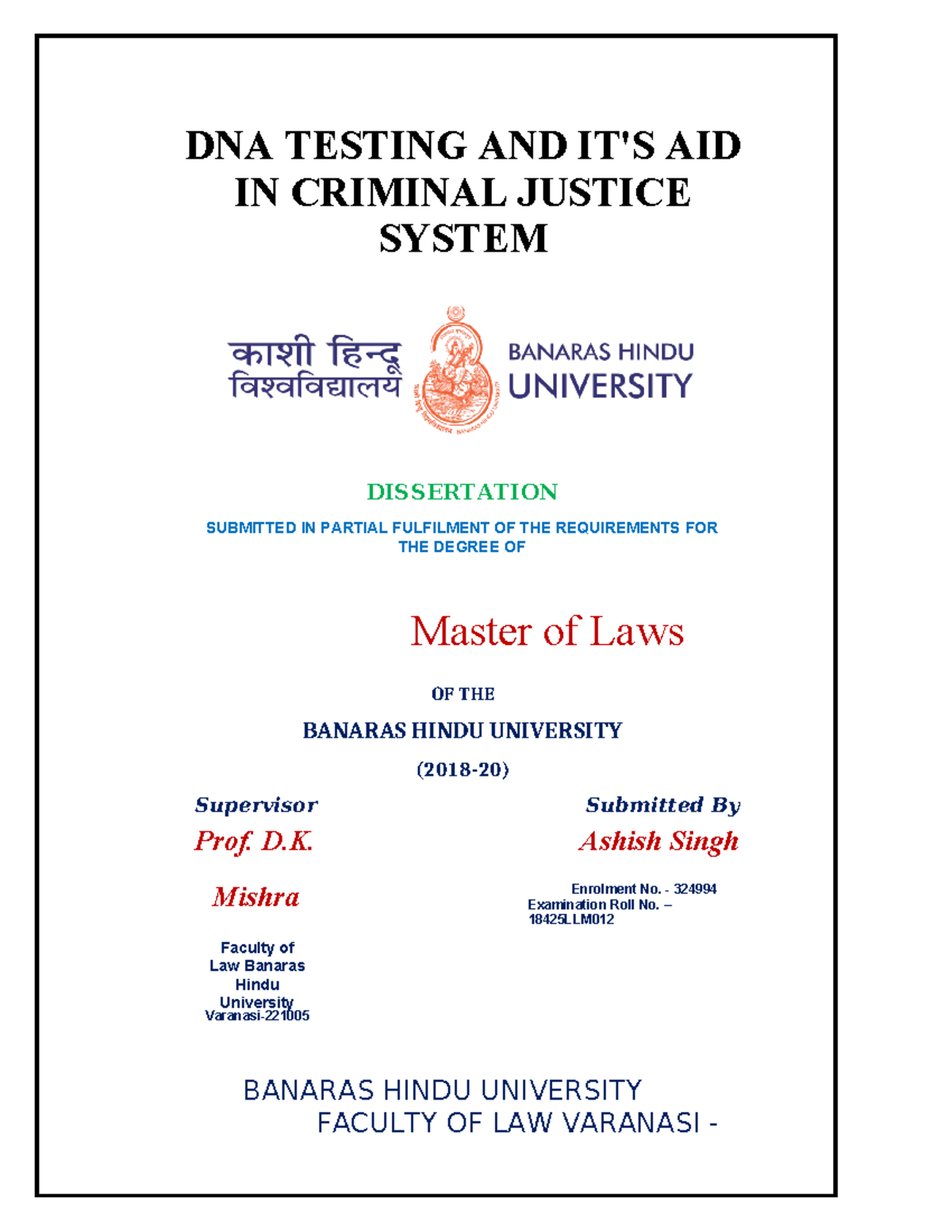 0 - jhhhjj kjkhk - DNA TESTING AND IT'S AID IN CRIMINAL JUSTICE SYSTEM ...