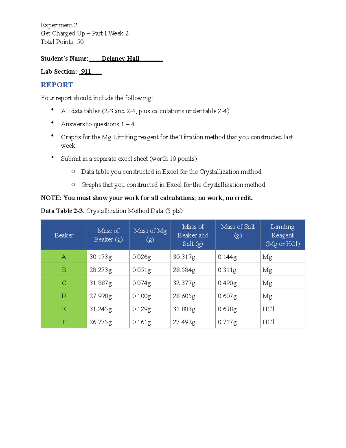 Exp. 2 - Get Charged Up Part 1 - week 2 - Get Charged Up – Part I Week ...