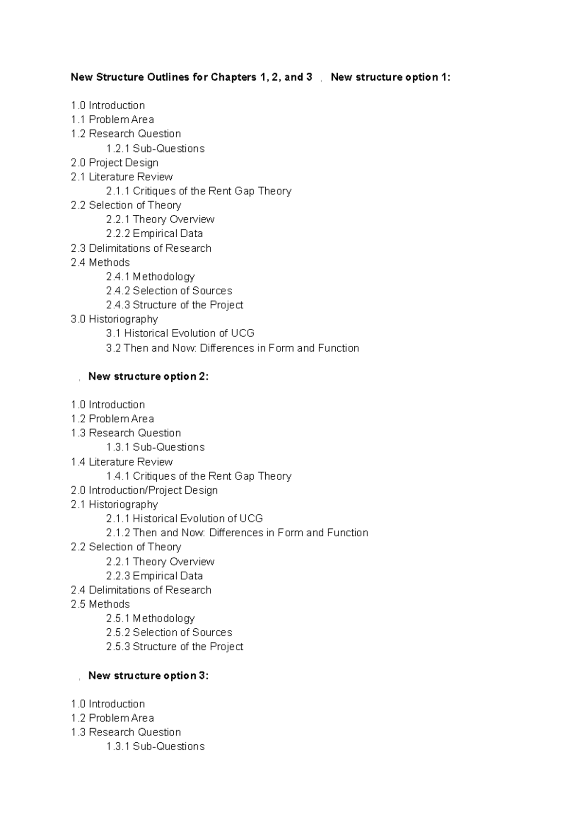 Structure outlines for projects - New Structure Outlines for Chapters 1 ...