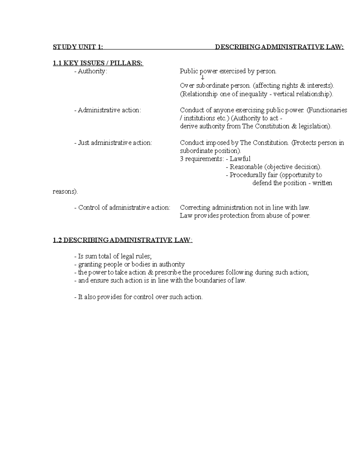 ADL2601 1 Describing Administrative Law - STUDY UNIT 1: DESCRIBING ...