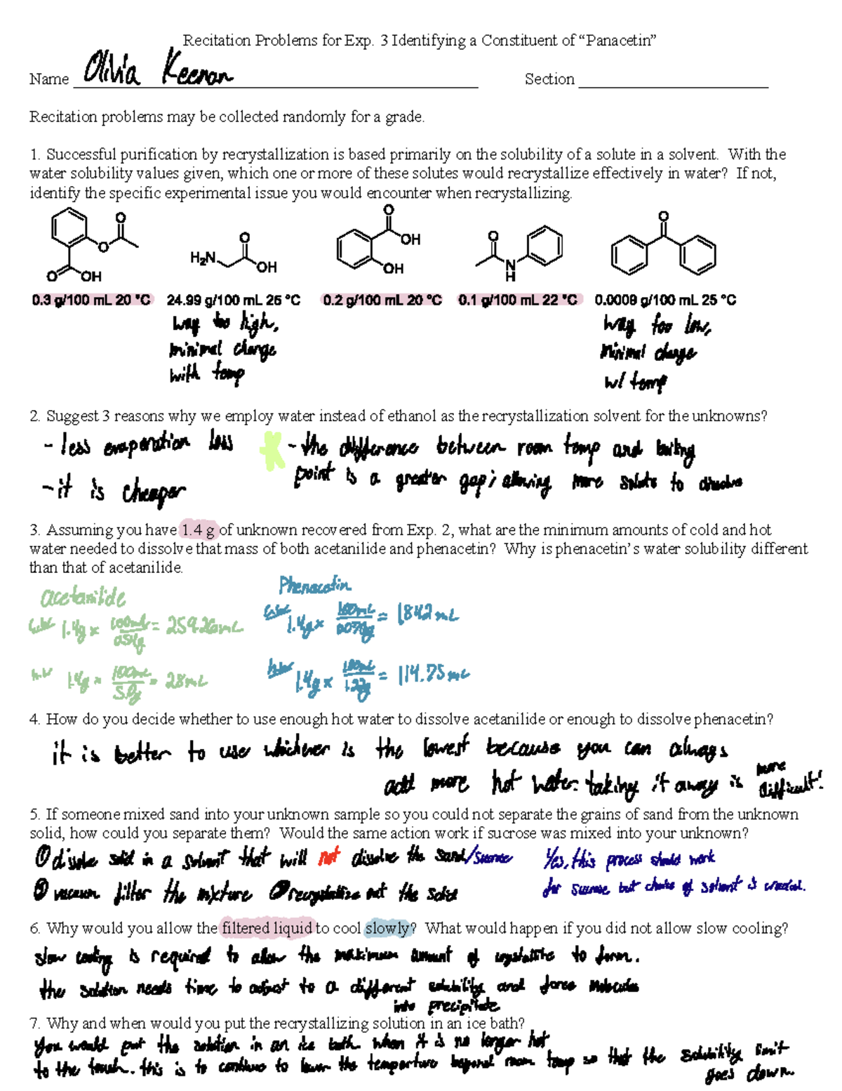 Recitation for Exp 3 - Recitation Problems for Exp. 3 Identifying a Constituent of