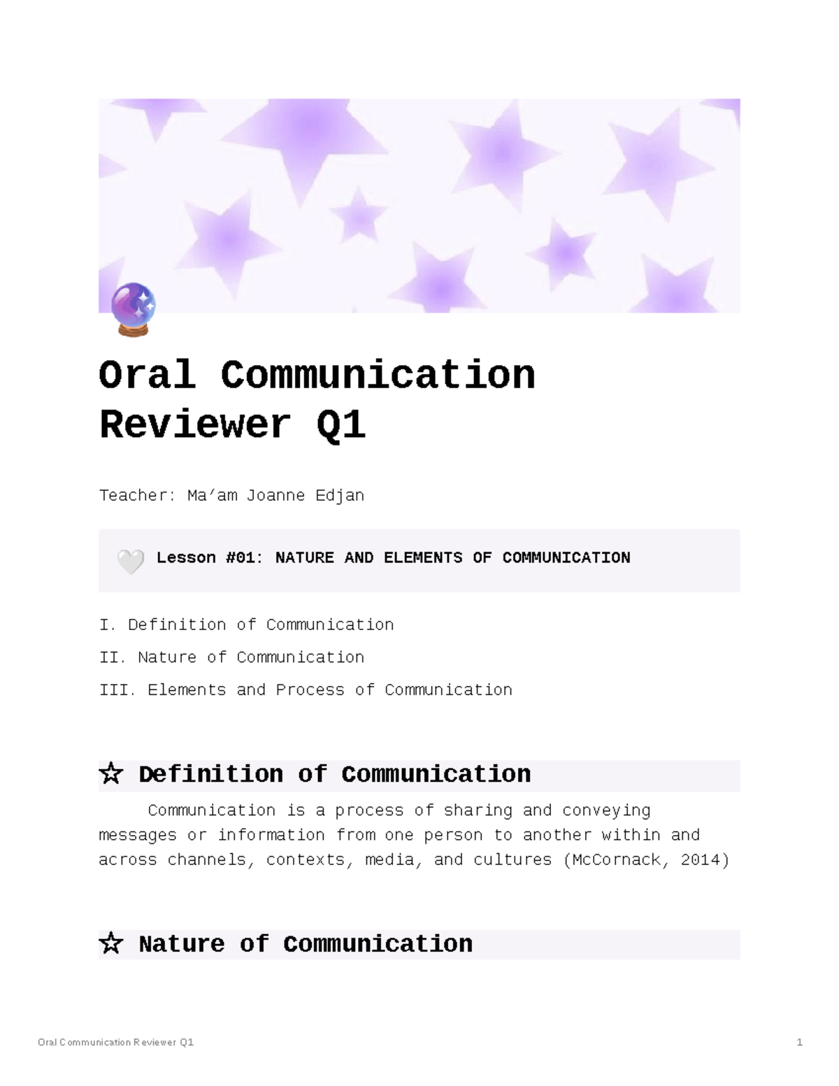 Oral Communication Reviewer Q1 midterm - 🔮 Oral Communication Reviewer ...