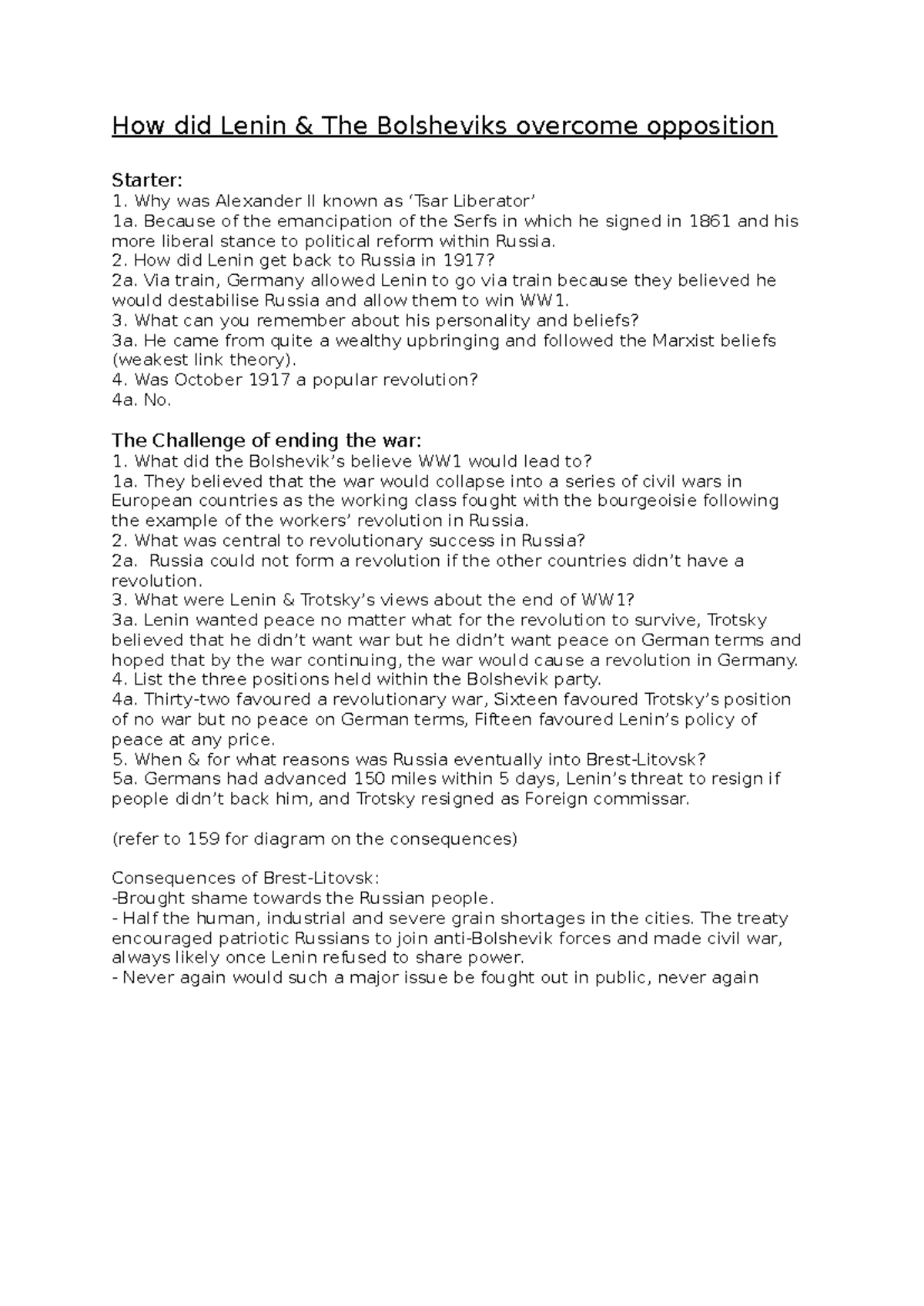 How did Lenin and The Bolsheviks overcome opposition - How did Lenin ...