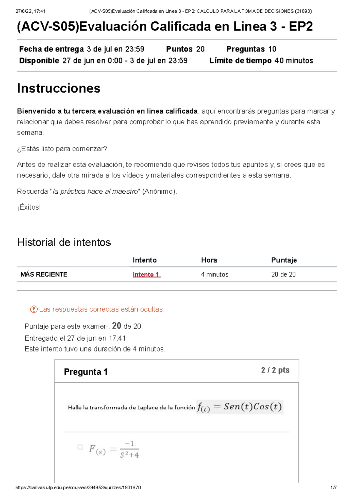 (ACV-S05)Evaluación Calificada en Linea 3 - EP2 Calculo PARA LA TOMA DE Decisiones (31693) - Studocu