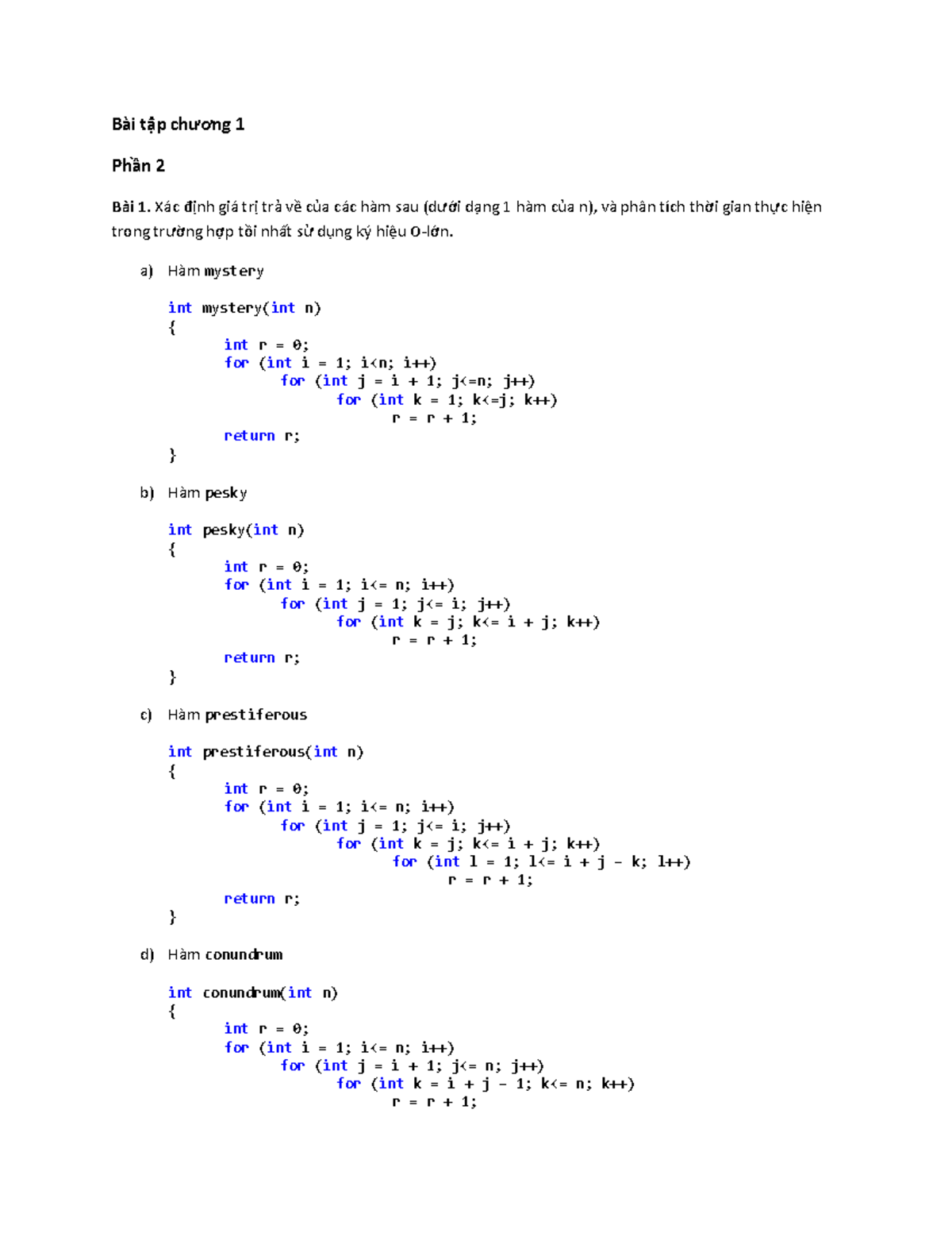 Chapter - ádasdasd - Bài tập chương 1 Phần 2 Bài 1. Xác định giá trị ...