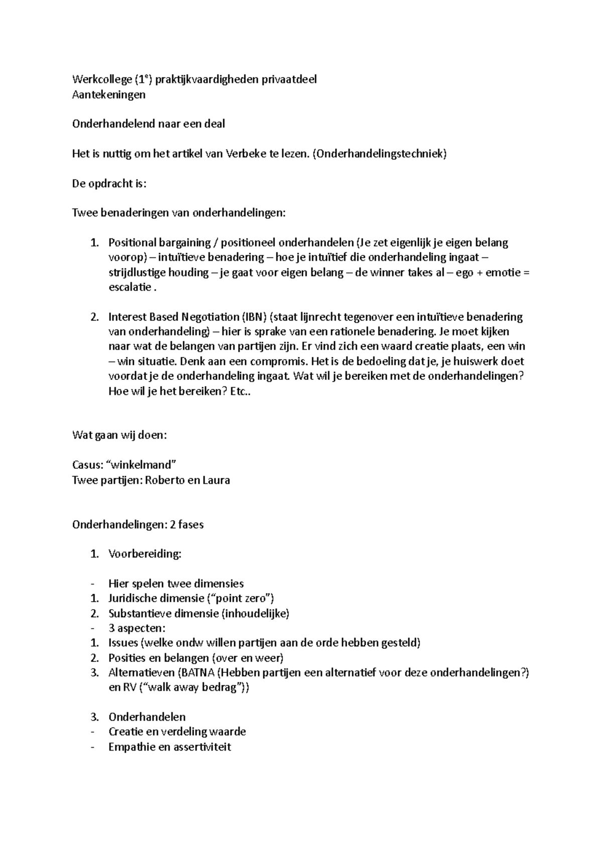 Werkcollege praktijkvaardigheden (eerste tweede deel) - Werkcollege (1e) praktijkvaardigheden ...