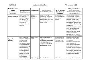 Week 6 Medication - Medication Name Generic (Brand Name in parenthesis ...