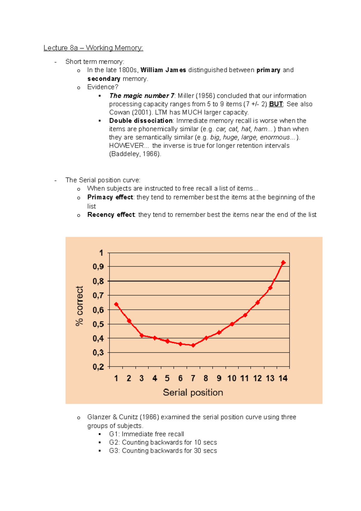 Working Memory - Baddeley - Lecture 8a – Working Memory: Short term ...