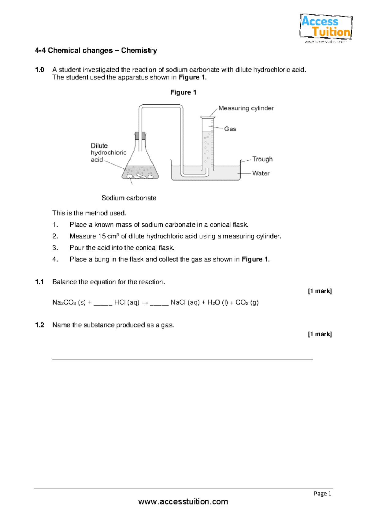 Chemistry Separate Chemical changes - Page 1 4-4 Chemical changes ...