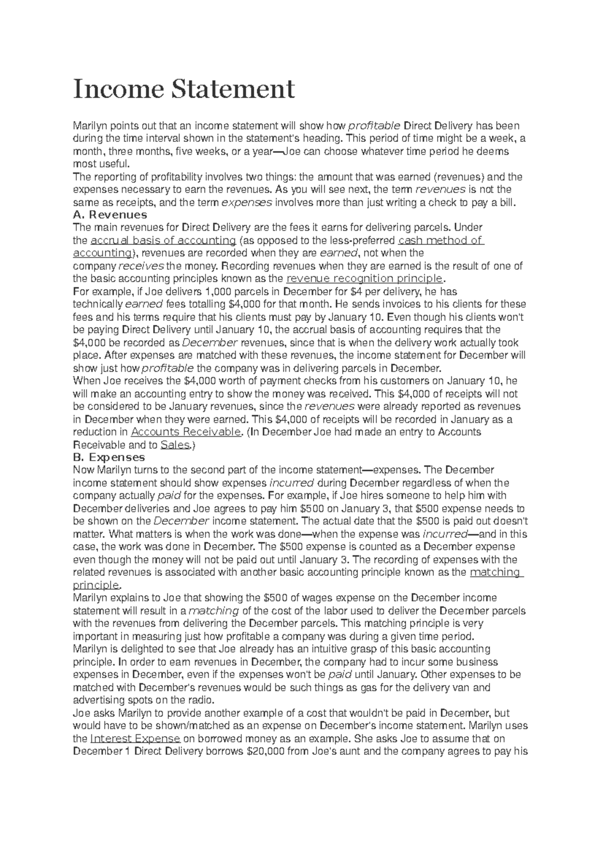 Accounting basics-Double entry - Income Statement Marilyn points out ...