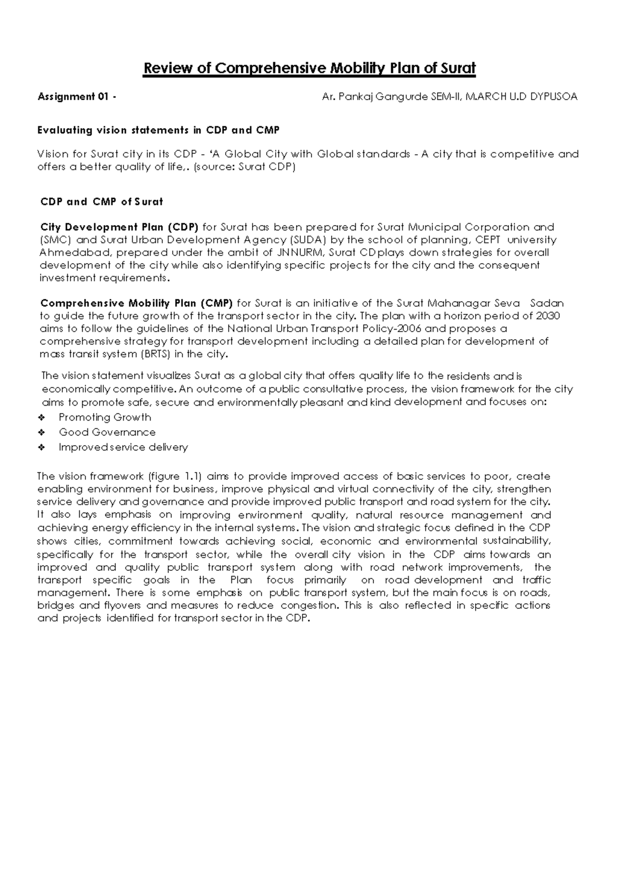 Assignment 01 Review of CMP Surat-Pankaj Gangurde - Review of ...