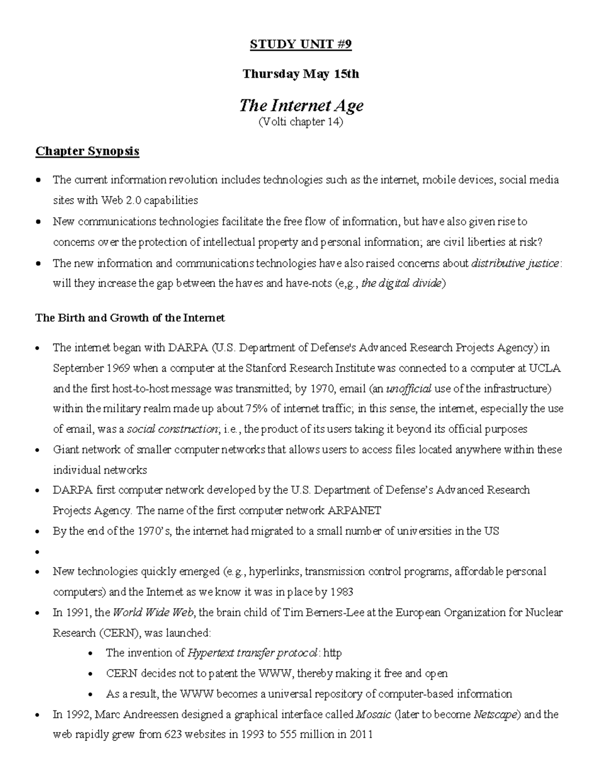 The Internet Age - Reference Only - STUDY UNIT Thursday May 15th The ...