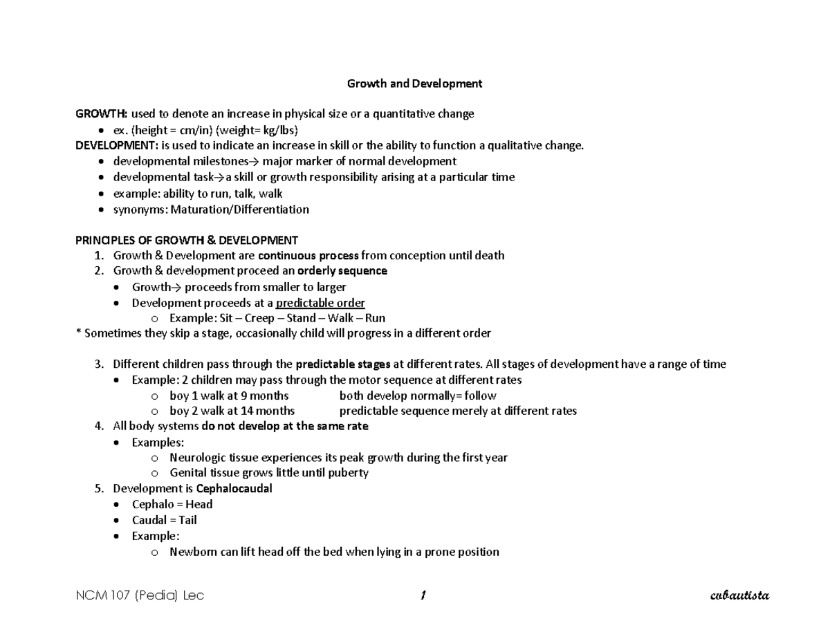 Growth and Development - Growth and Development GROWTH: used to denote ...