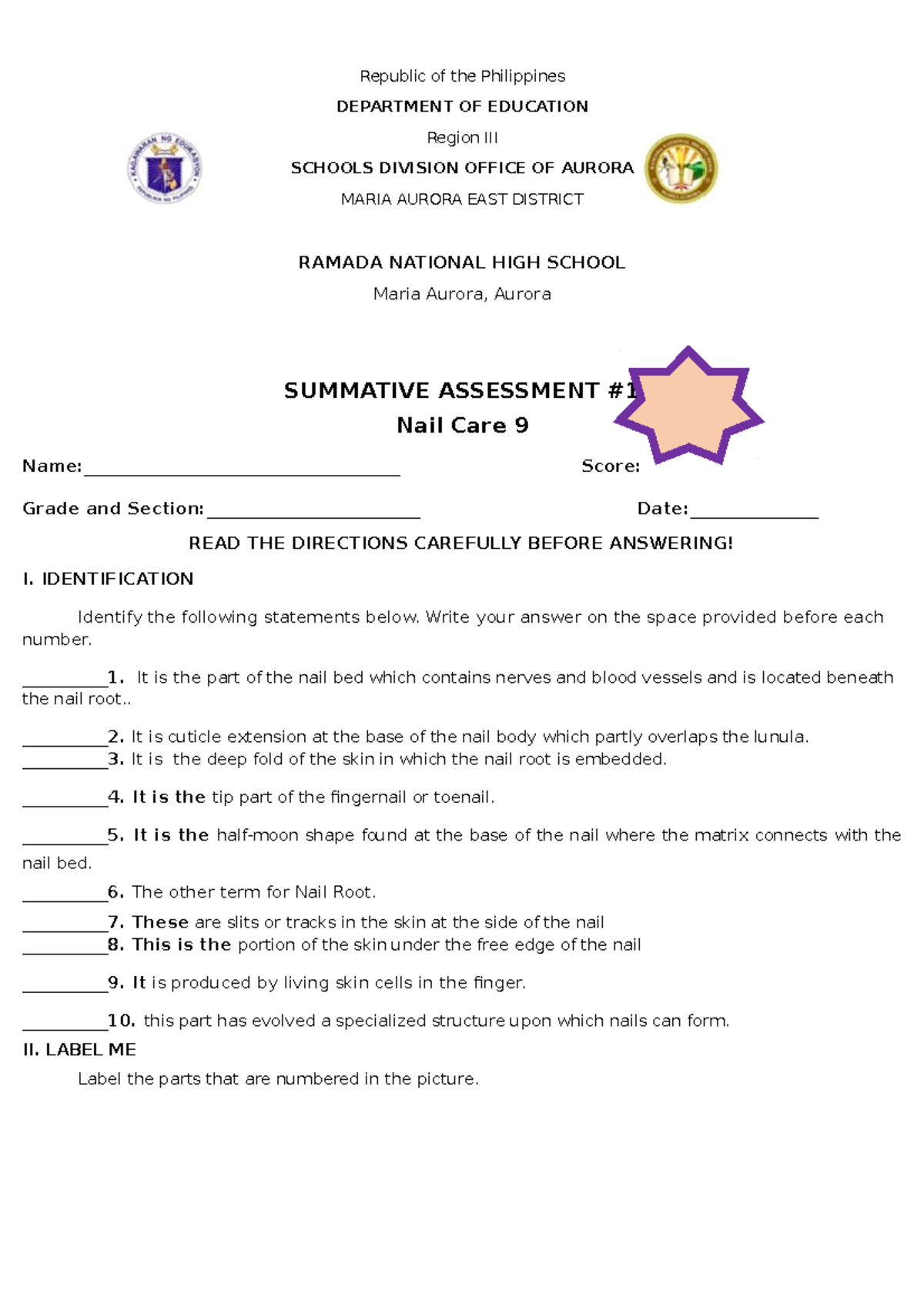 Nc-ass-1 - this is a Learning activity sheet that helps sudents learn ...