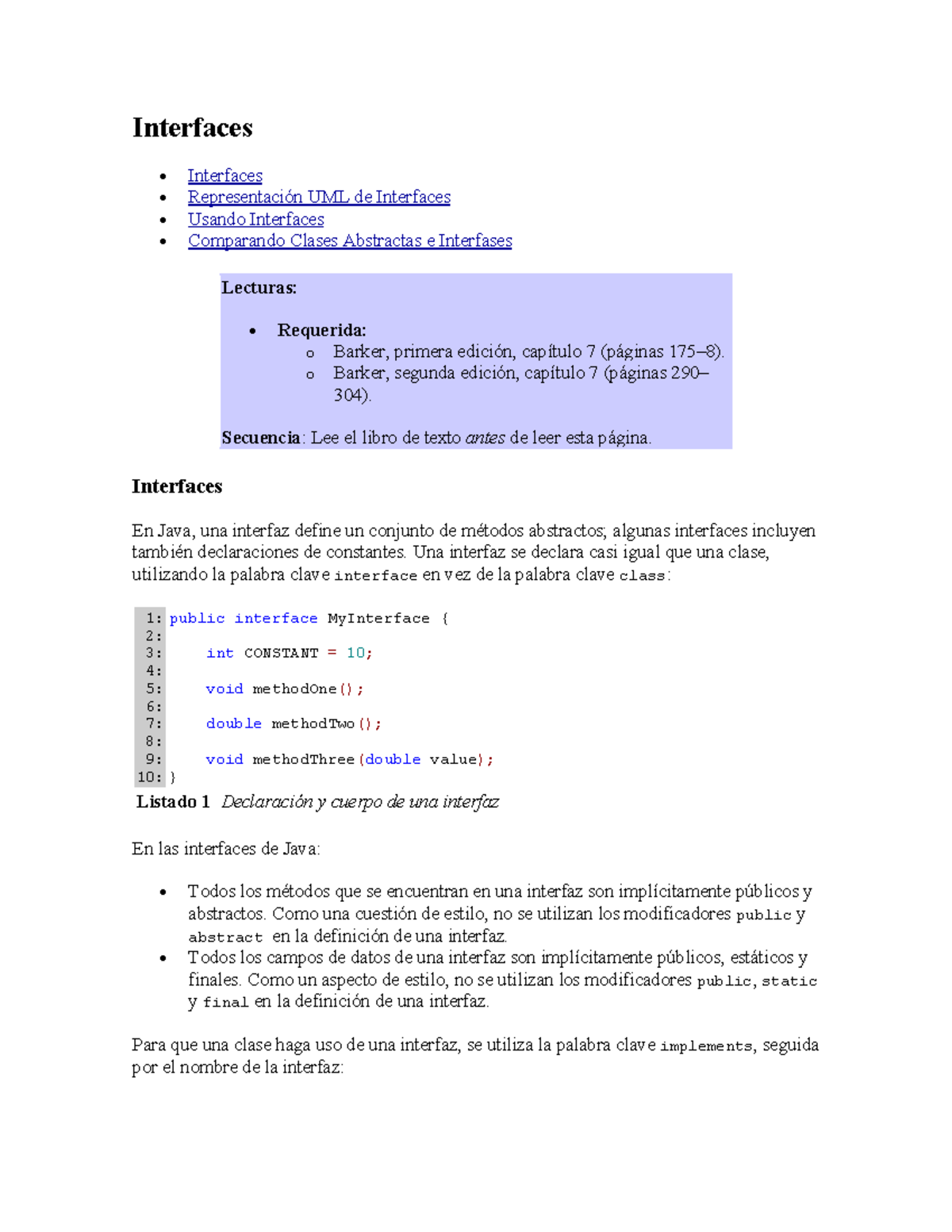 Interfaces - Interfaces Interfaces Representación UML de Interfaces ...