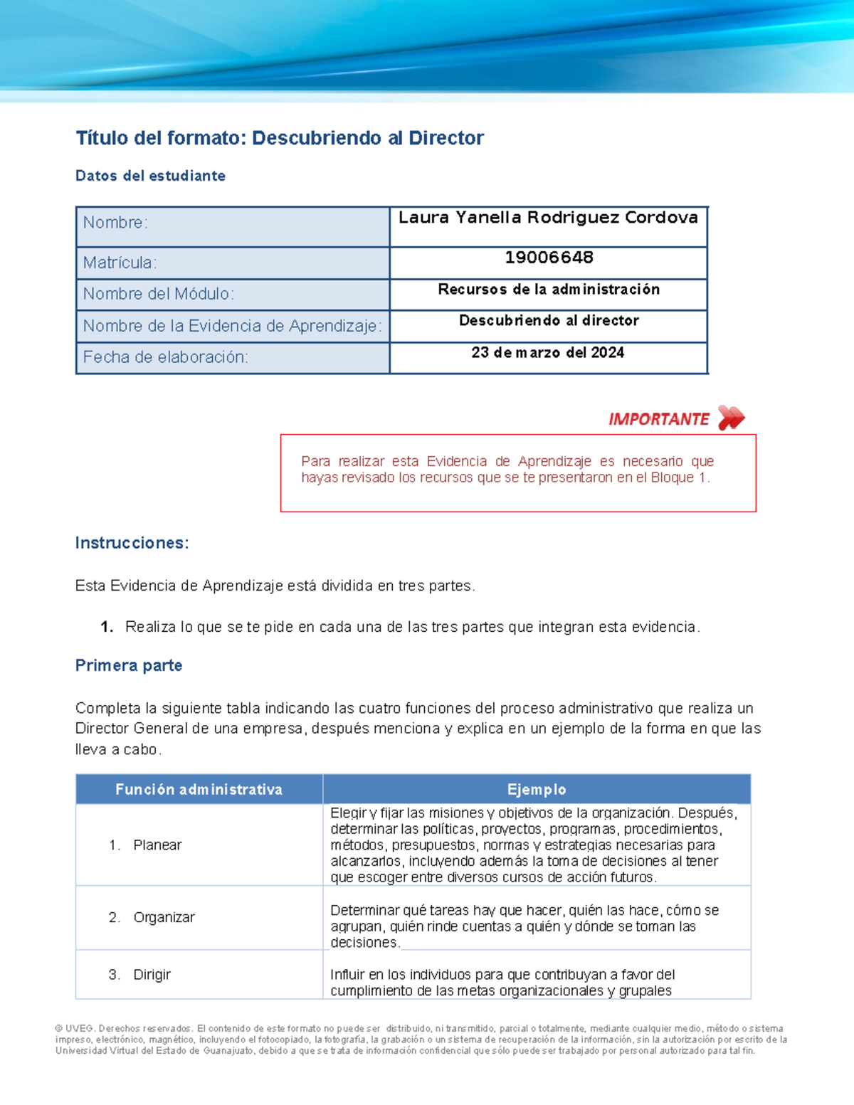 El papel del director dentro de una empresa - Título del formato ...