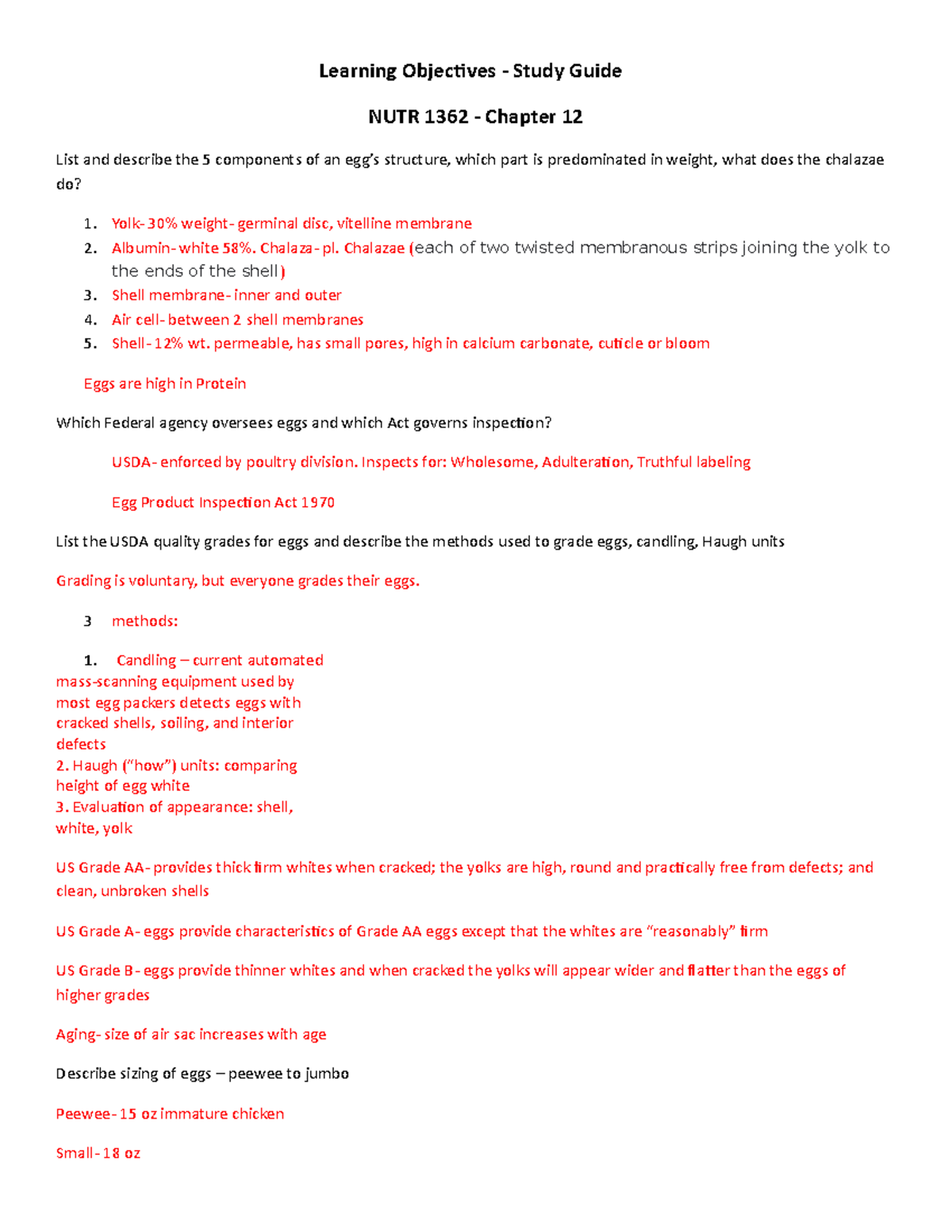 Learning Objectives and Study Guide Chapter 12 - Learning Objectives - Study Guide NUTR 1362 ...