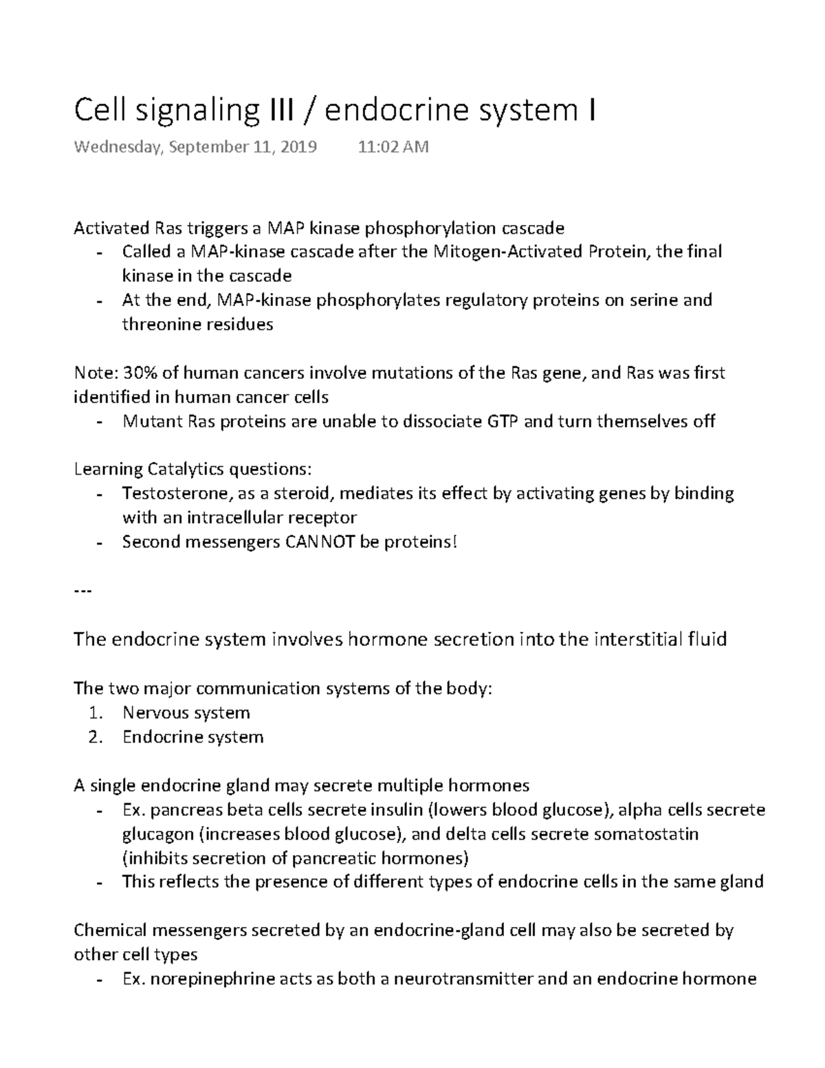 Cell signaling III endocrine system I - Warning: TT: undefined function: 32 Activated Ras ...