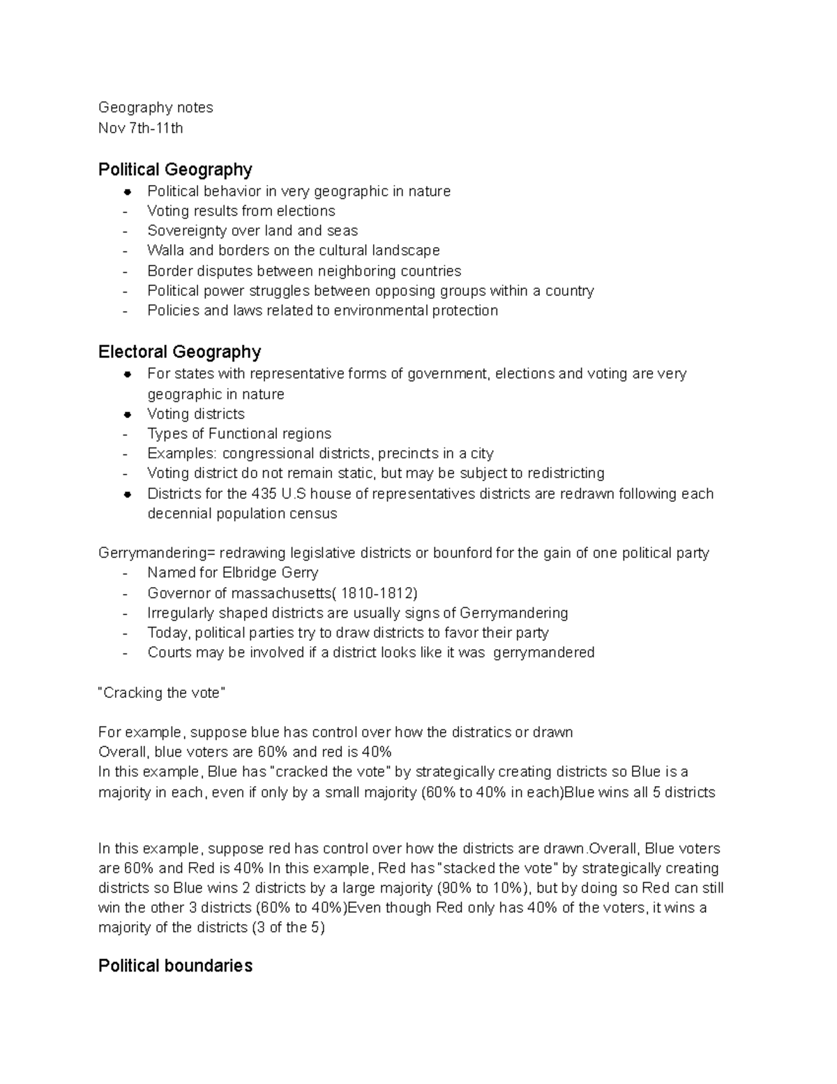 Geo notes - Geography notes Nov 7th-11th Political Geography Political ...