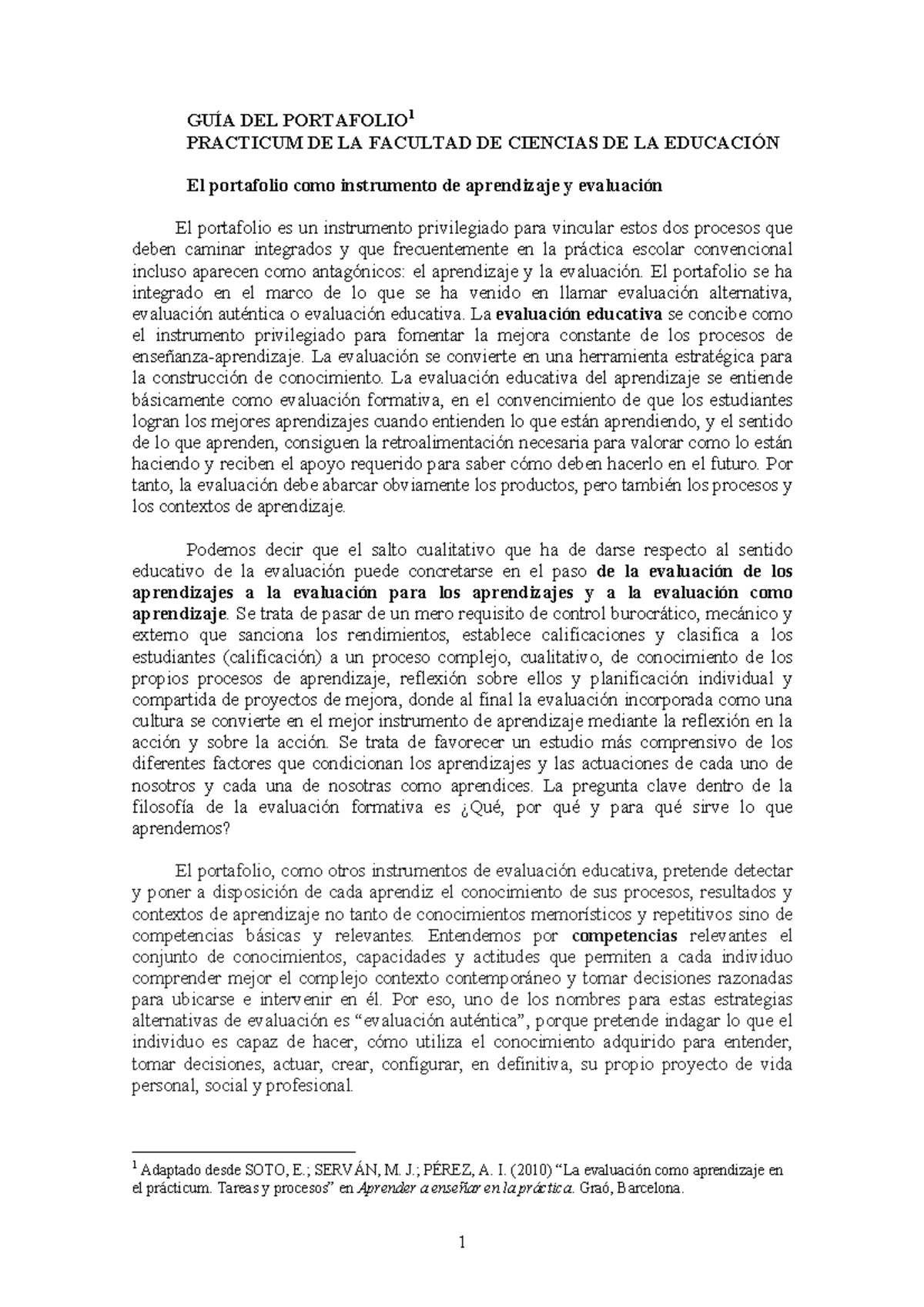 4. Guía del Portafolio en el Practicum de Infantil - GUÍA DEL PORTAFOLIO 1 PRACTICUM DE LA ...