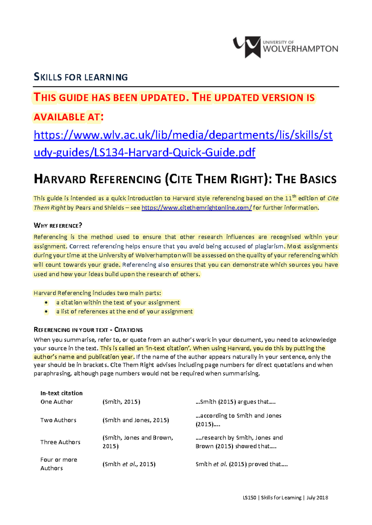 LS134 Harvard Quick Guide 2018 - SKILLS FOR LEARNING THIS GUIDE HAS ...
