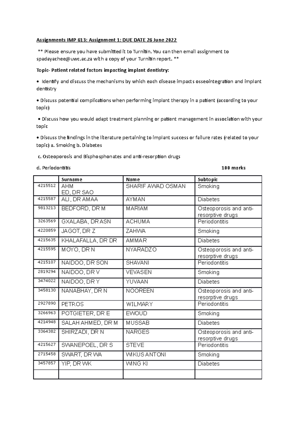 Assignment IMP 613 LU 1-3 - Assignments IMP 613: Assignment 1: DUE DATE 26 June 2022 ** Please ...