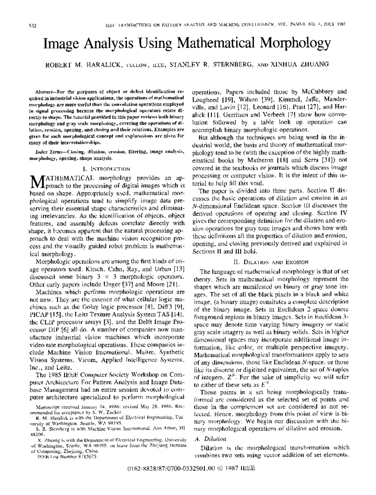 Image Analysis Using Mathematical Morpho - IEEE TRANSACTIONS ON PATTERN ANALYSIS AND MACHINE ...