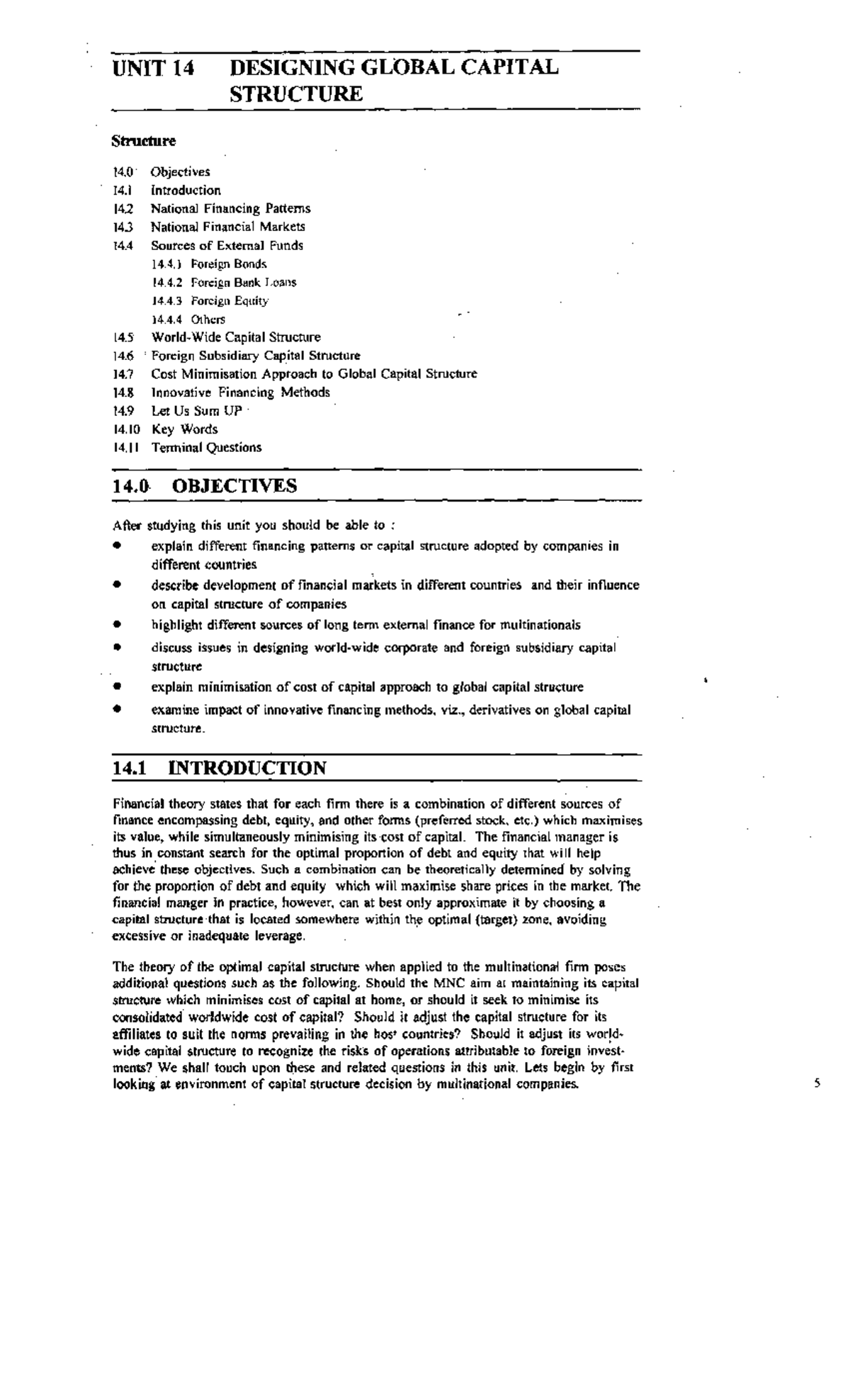 Unit-14 - International Business Finance - Unit 14 - UNIT 14 DESIGNING ...