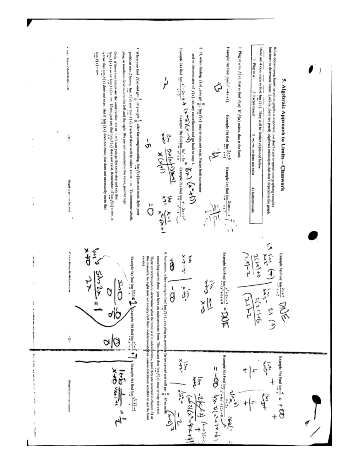 S. Algebraic Approach to Limits - Classwork - MATH140 - UMD - Studocu