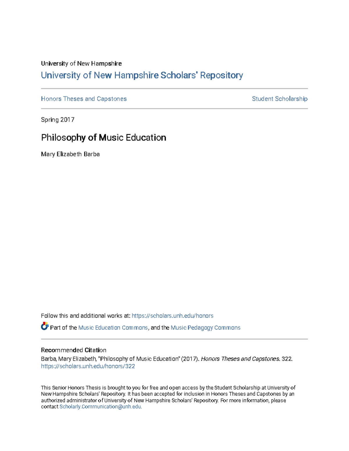 Philosophy of Music Education - University of New HampshireUniversity ...
