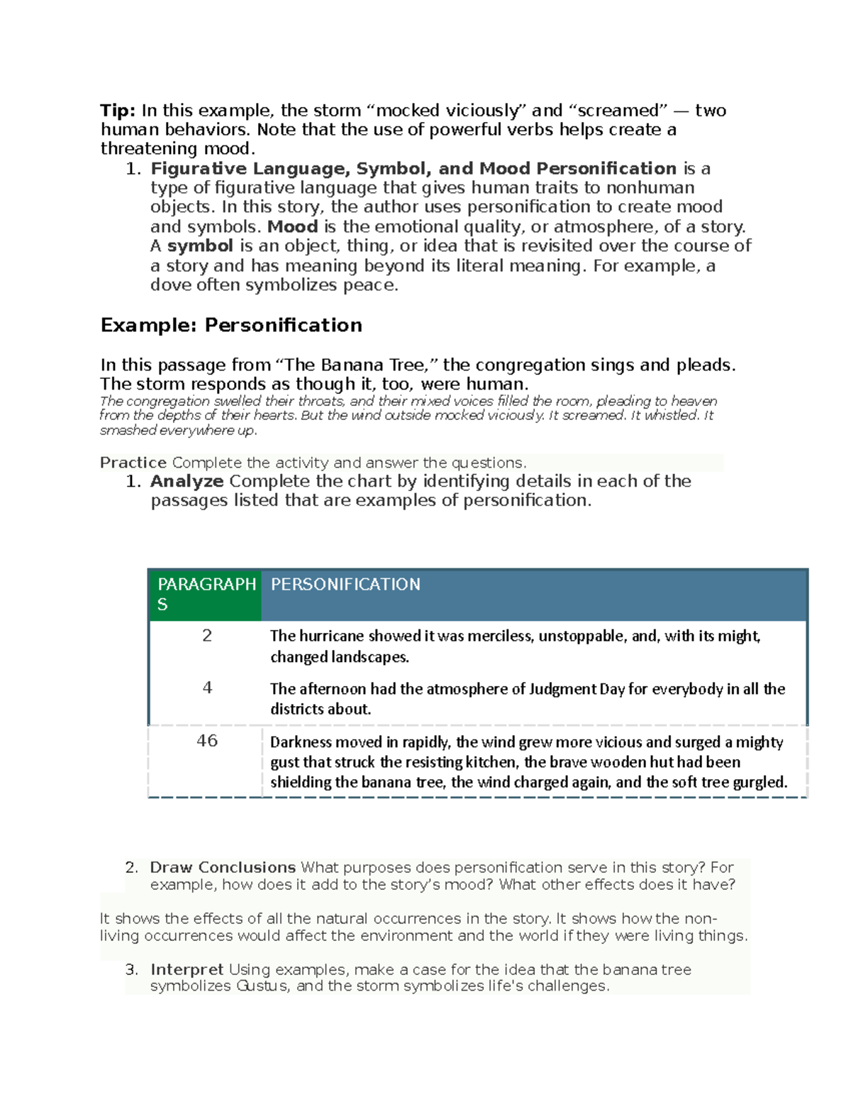 Figurative language ELA complete - Tip: In this example, the storm ...