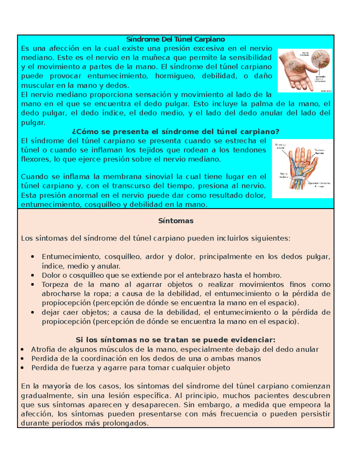 DOC. Estudio - SINDROME DEL TUNEL CARPIANO Y DEDO ENGATILLADO ...