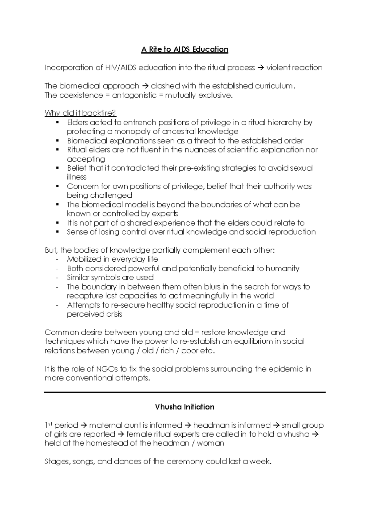 APL 120 "A Rite to AIDS Education" Summary - A Rite to AIDS Education ...