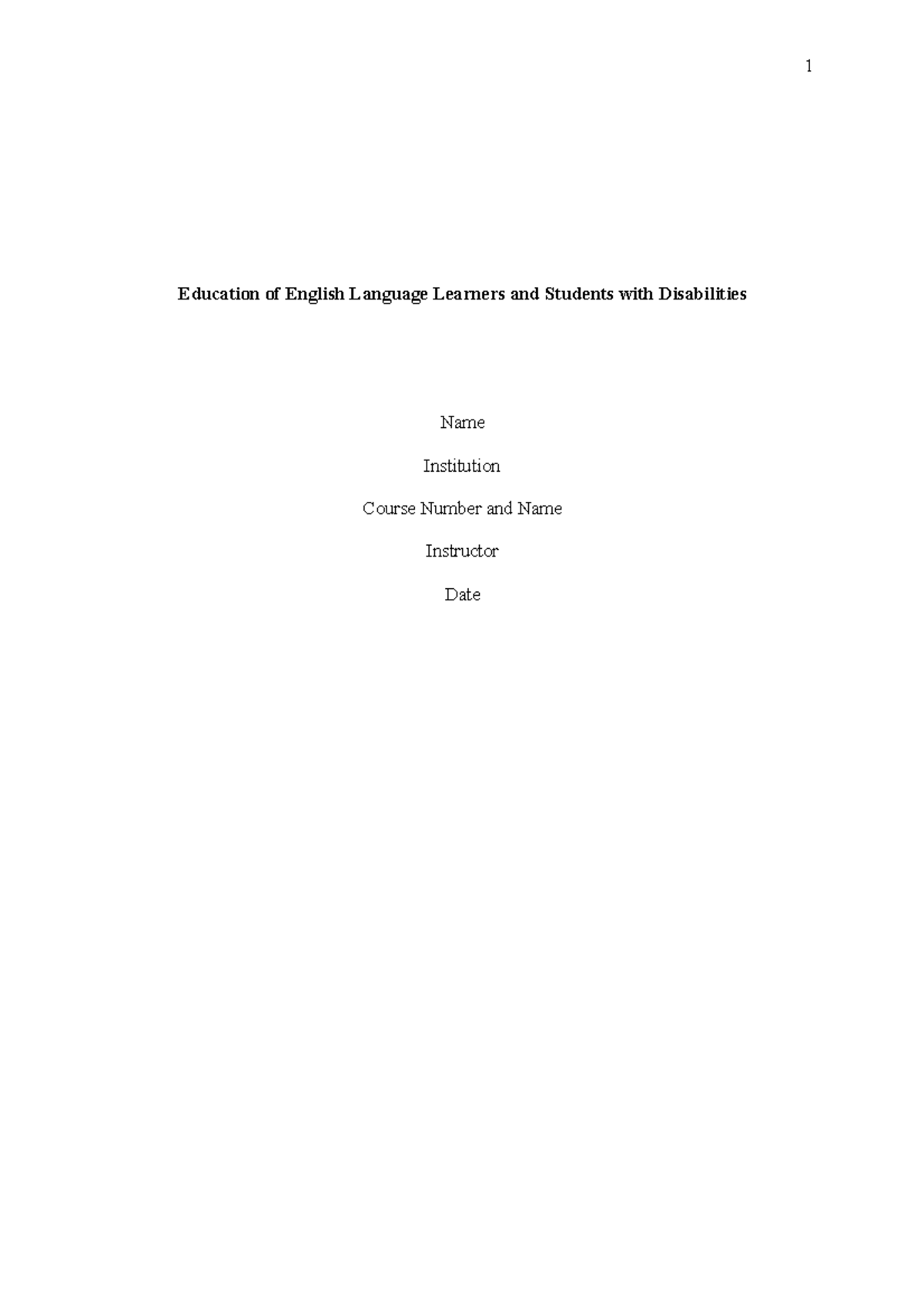 Education ELL and Students with Disabilities - Education of English ...