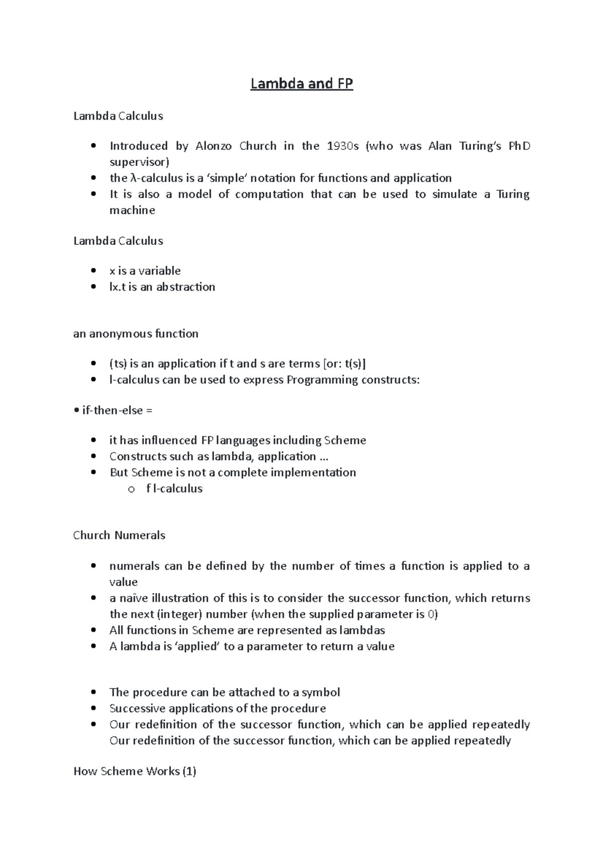 Lambda and FP - Lambda and FP Lambda Calculus Introduced by Alonzo Church in the 1930s (who was ...