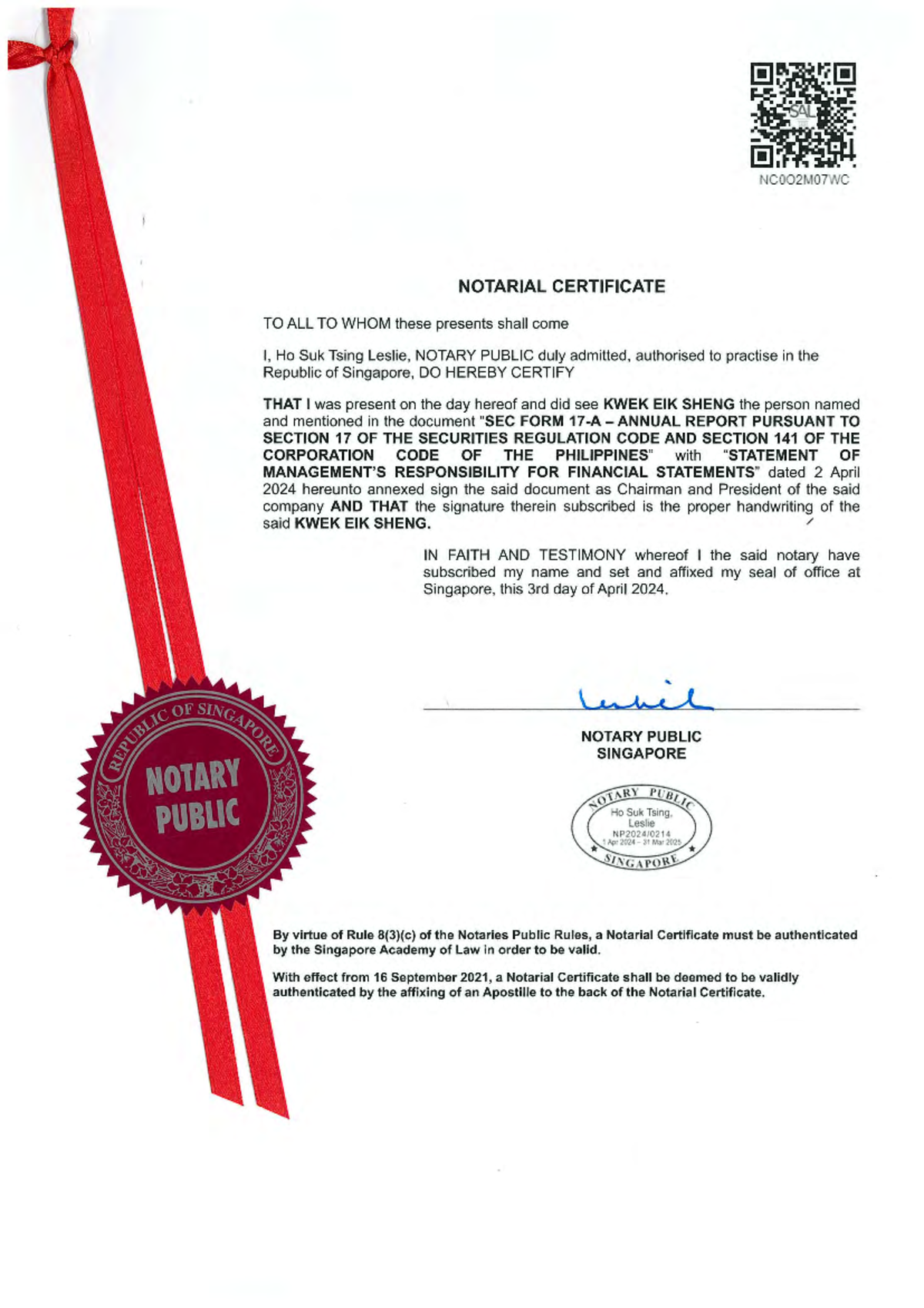 Grand Plaza SEC Form 17A Notarized - BSED English - Studocu