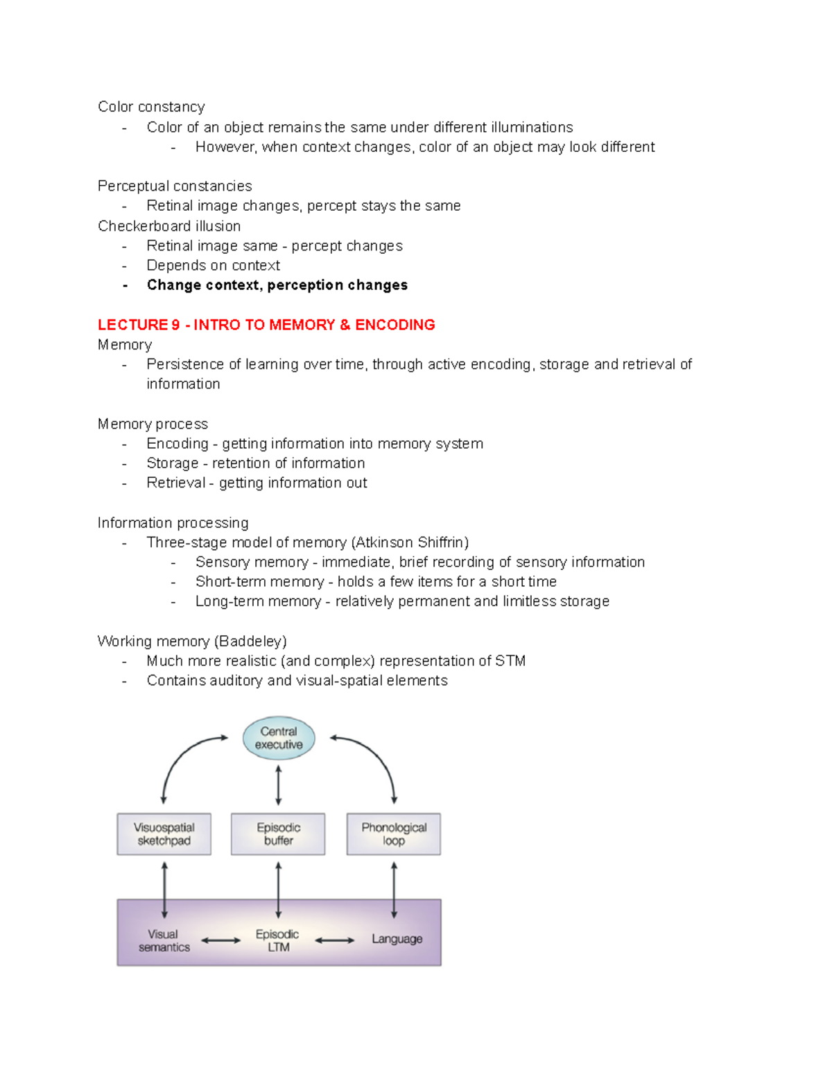 PSYCH 100 - Color constancy - Color of an object remains the same under ...