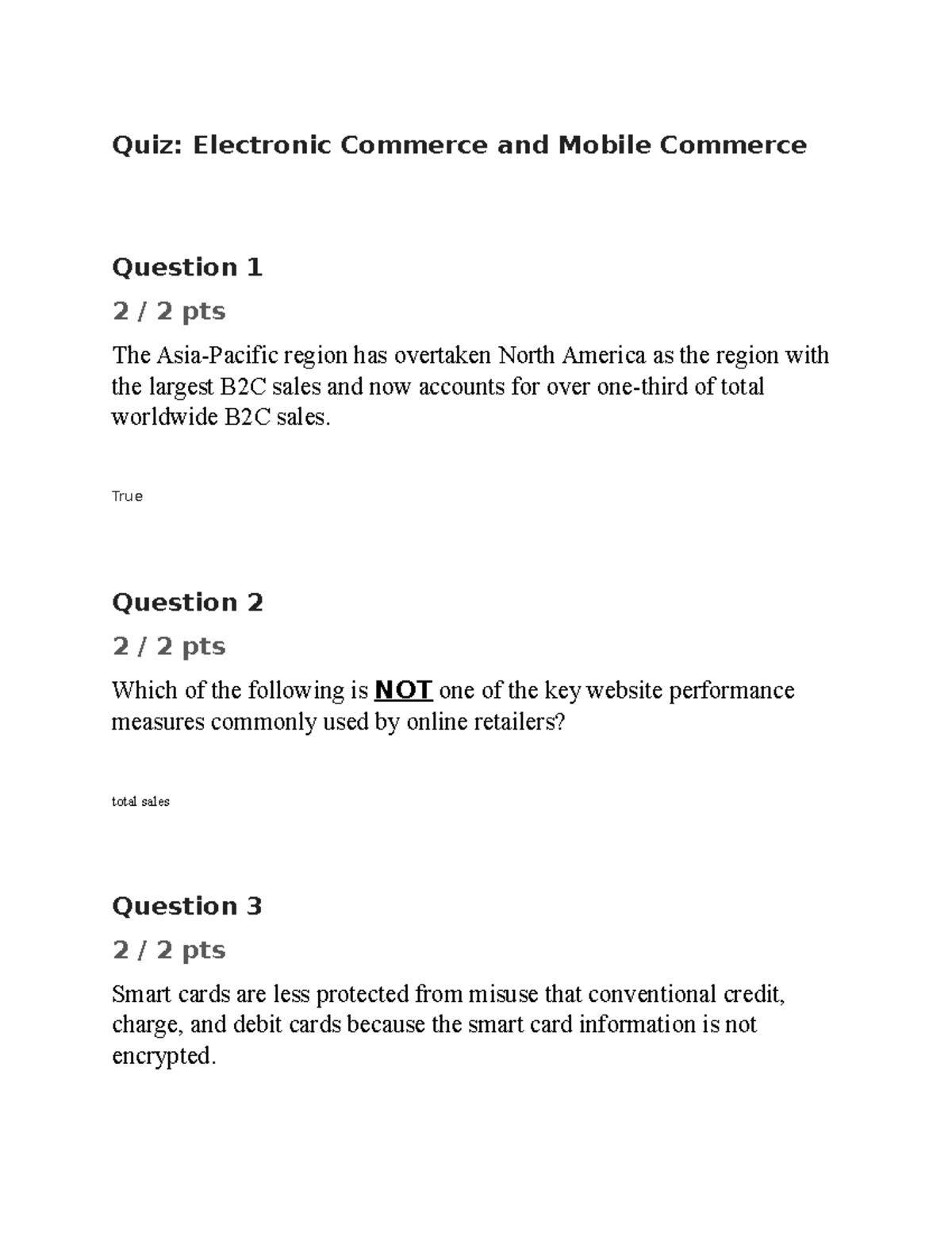 Quiz Electronic Commerce and Mobile Commerce - Quiz: Electronic ...