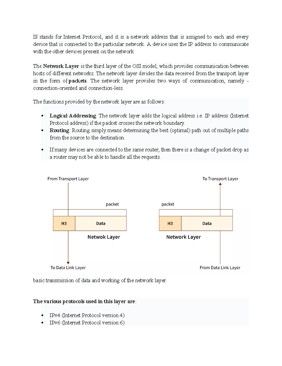 Unit-4 Notes - IP stands for Internet Protocol, and it is a network ...