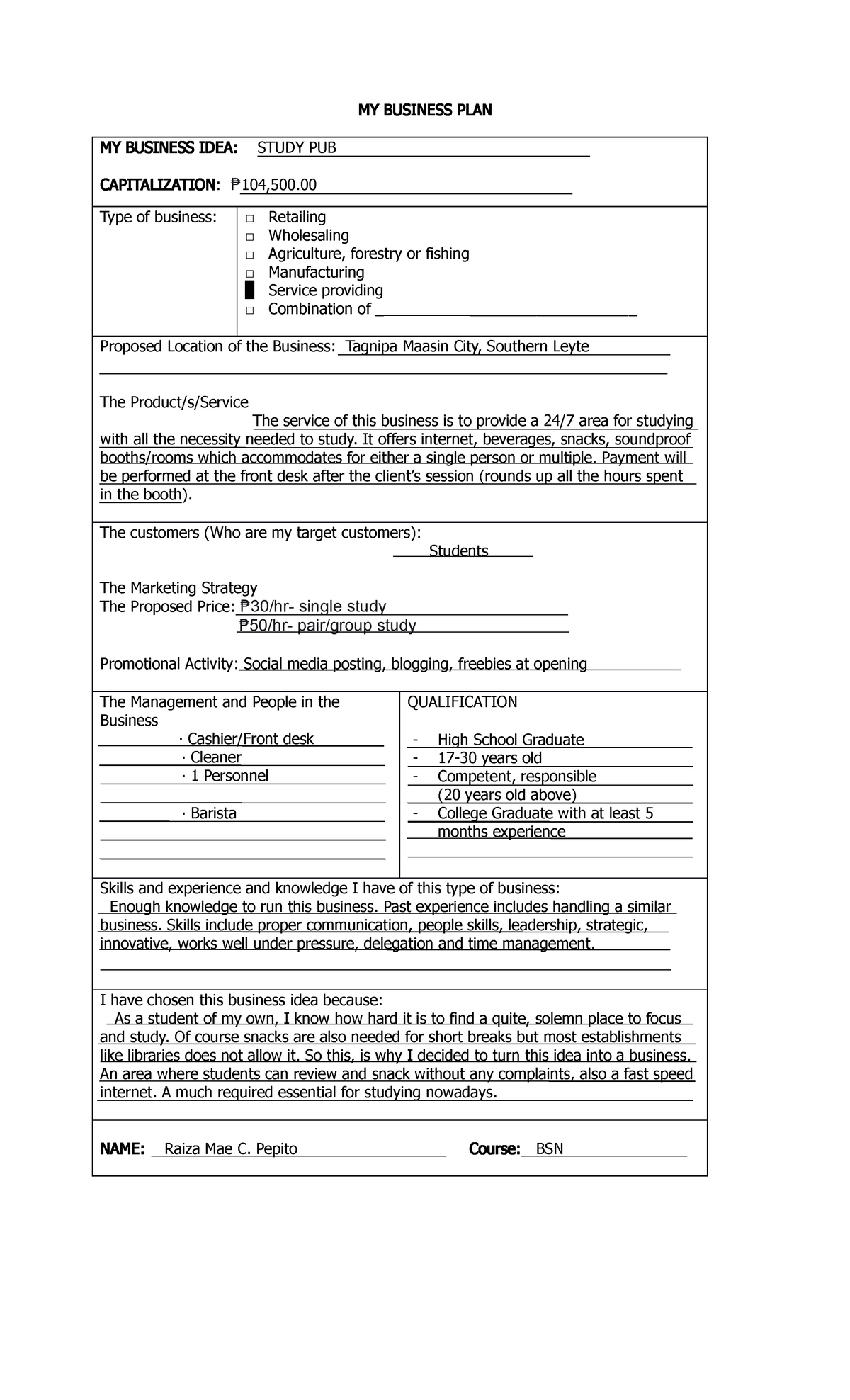 Business Idea - learning can be fun - MY BUSINESS PLAN MY BUSINESS IDEA ...