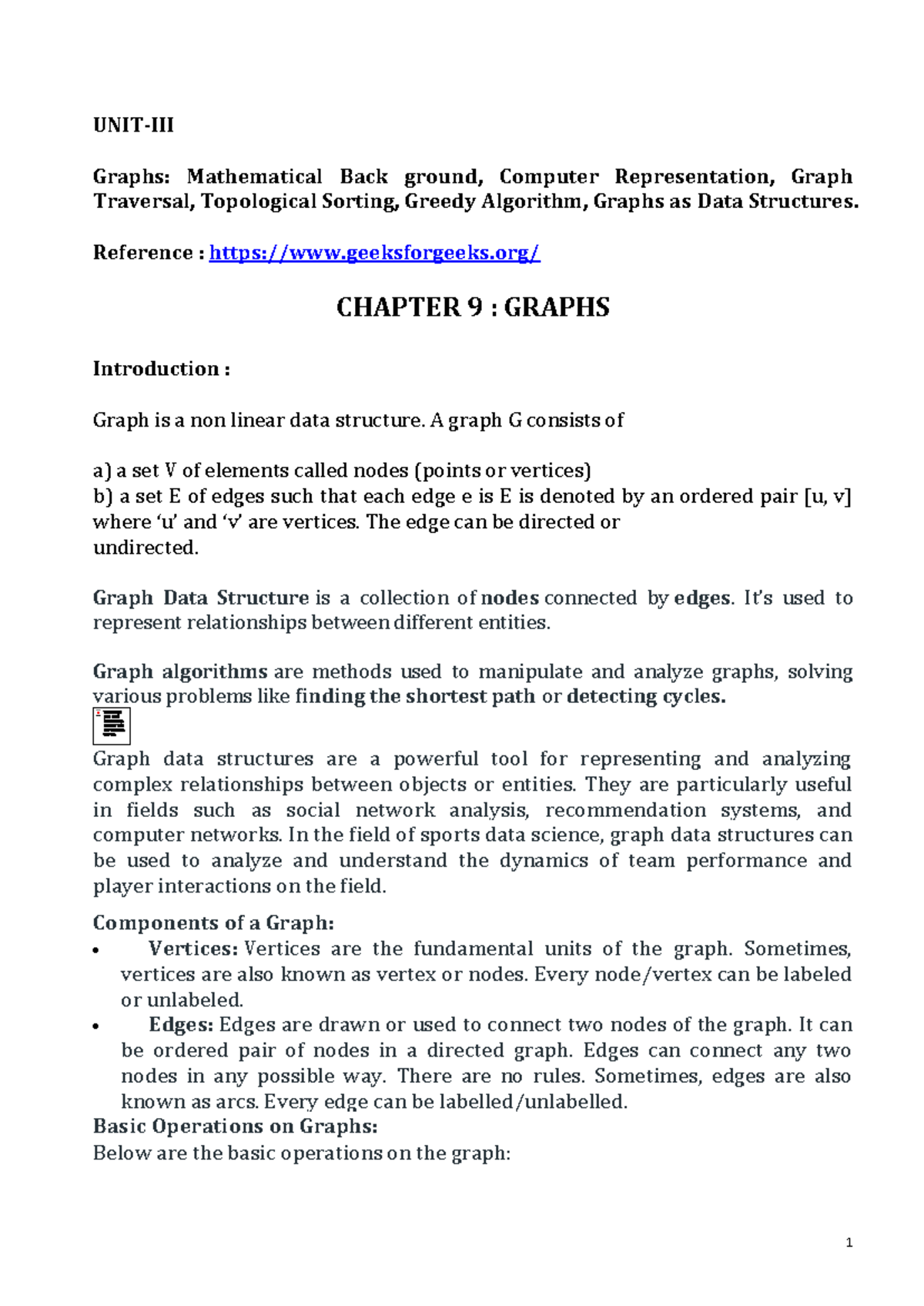 Mca Data Structures Graphs Chapter 9 Unit Iii Graphs Mathematical