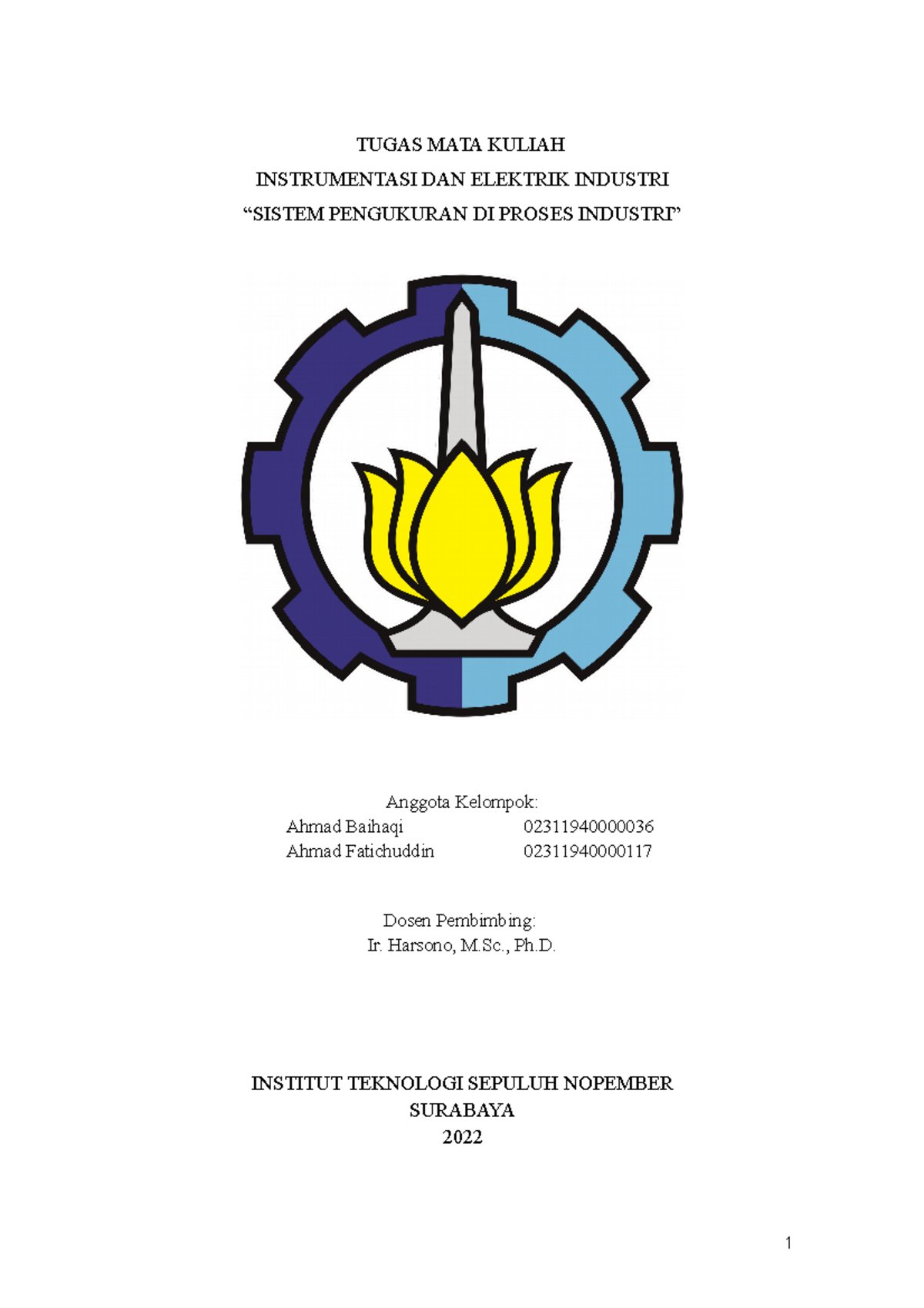Instrumentasi Elektrik Industri - TUGAS MATA KULIAH INSTRUMENTASI DAN ...