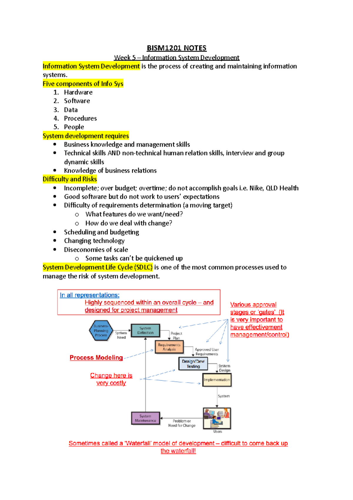 BISM1201 Notes - lectures 1-8 - BISM1201 NOTES Week 5 – Information ...