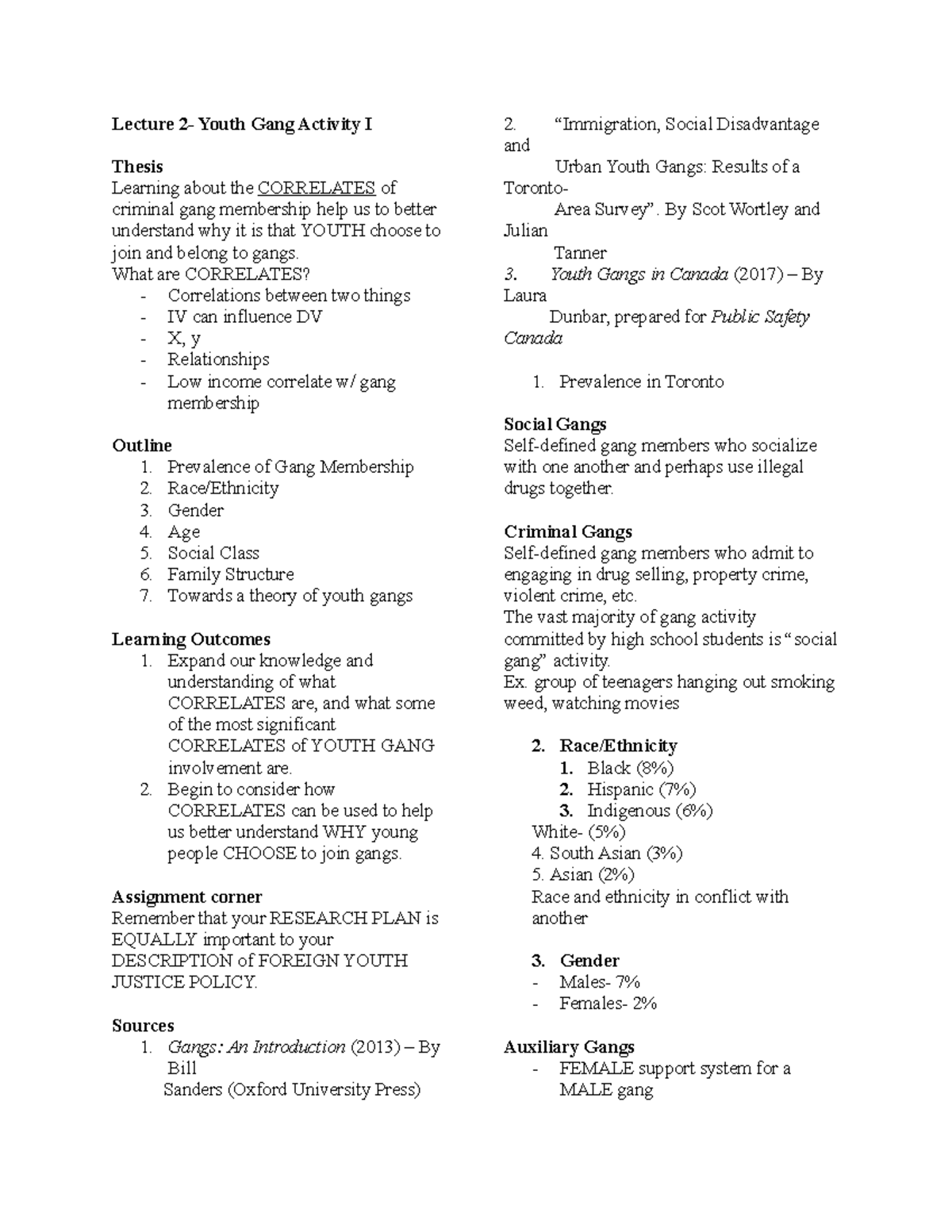 Lecture 2- Youth Gang Activity I - Lecture 2- Youth Gang Activity I ...
