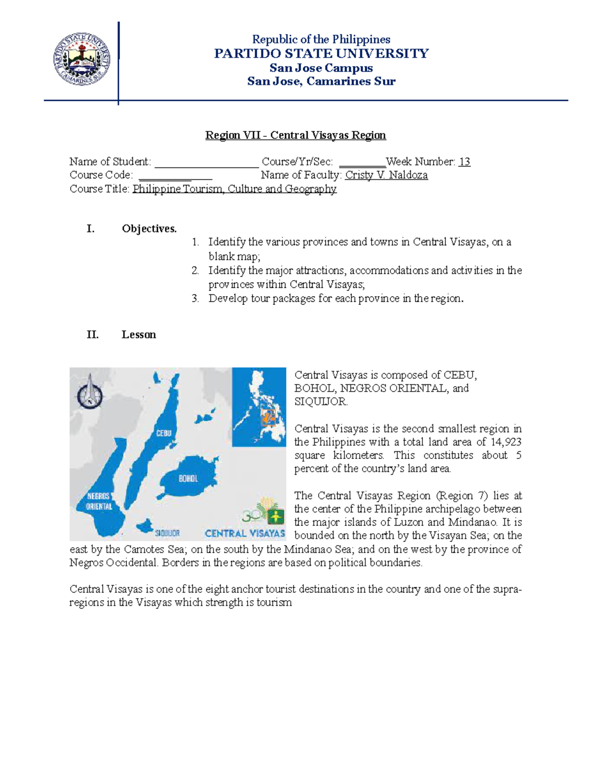 Module for Central Visayas THC7 - Philippine Tourism, Culture and ...