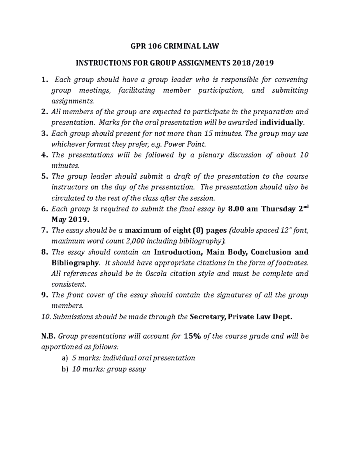 GPR 106 Instructions for Group Work - GPR 106 CRIMINAL LAW INSTRUCTIONS ...