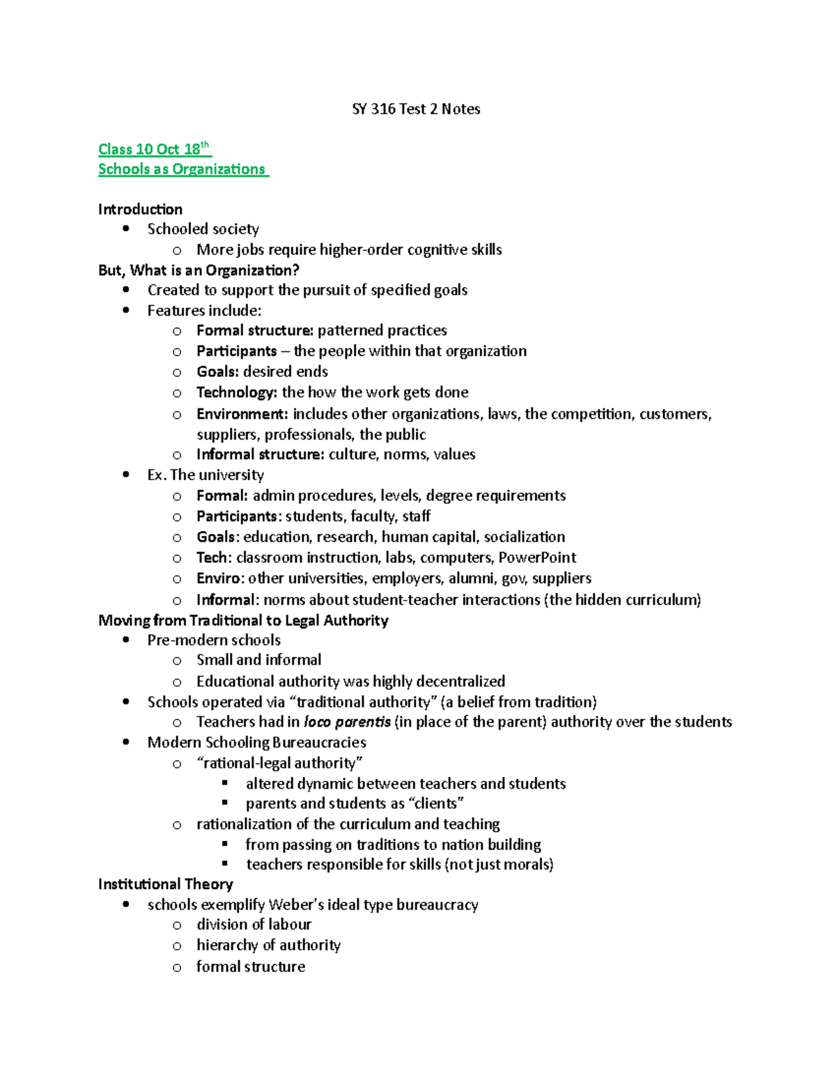 SY 316 Test 2 Notes - sociology of education - SY 316 Test 2 Notes ...